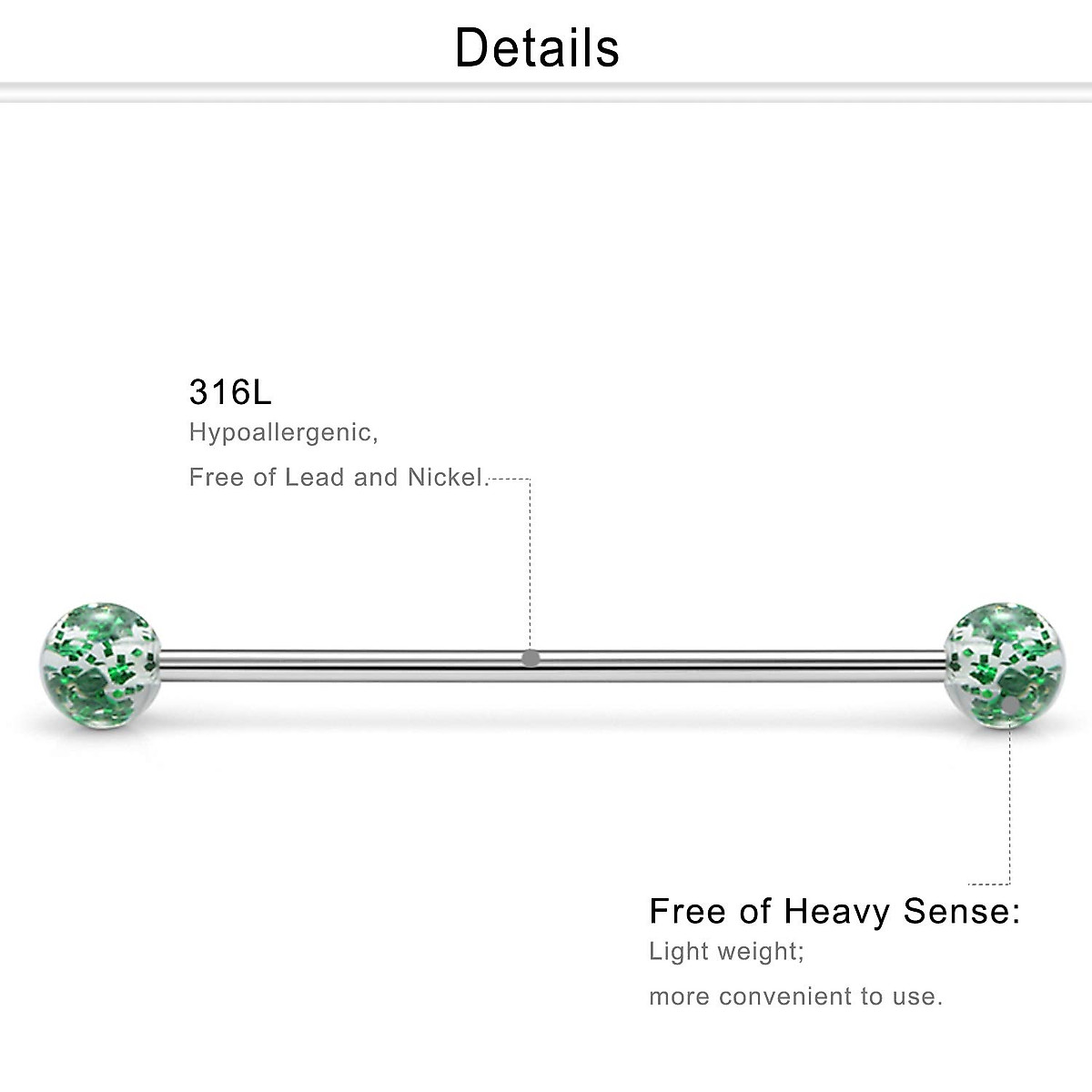 Dyknasz 12Pcs 16G Surgical Steel Industrial Barbell for Women Men Cartilage Earring Helix Rings Piercing Jewelry Bar Length 38mm (1 1/2 Inch) Silver-Tone Rose Gold Black Heart