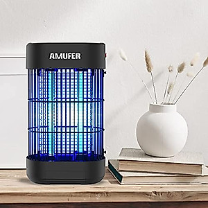 AMUFER Bug Zapper Indoor,Electric Mosquito Zapper with 20W UV Light,4400V Powerful Electric Shock Mosquito Trap, Fly Zapper(Black)