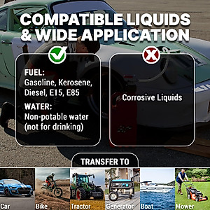 2PK of TERA PUMP TRFA01-XL 4 AA Battery Powered AUTO STOP Pump - Included 4x Gas Can/Racing Can Fittings 4.25ft Long Hose [ 2.3 GPM ] Transfer Rate For Gas Diesel E15 E85 Fuels (Gas Can Not Included)