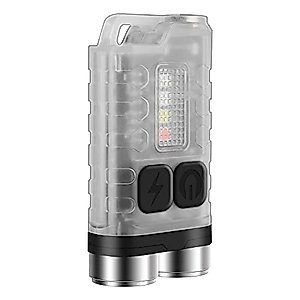 BORUIT V3 Small Powerful EDC Flashlight with Red UV Blue Light -Super Bright 900LM Rechargeable Mini Pocket LED Keychain Flash Light - 10 Mode, USB-C, IP65 Waterproof, Magnet, White