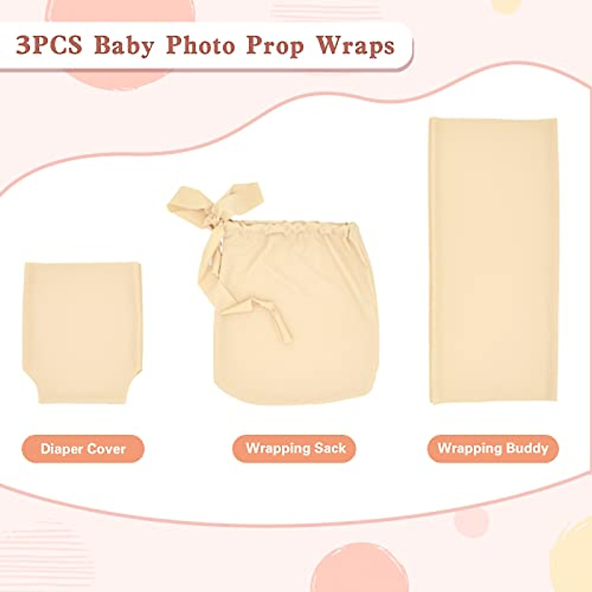 3PCS Baby Newborn Photo Props Wraps & Photography Blanket Set,DIY Newborn Stretch Wrapping Sack Buddy Diaper Cover Infant Photo Blanket Swaddle Photography Props Wraps for Baby Girl Boy