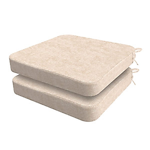 AAAAAcessories Square Chair Cushions for Dining Chairs with Ties and Removable Cover, 2" Thick Dining Kitchen Chair Pads, Indoor Dining Room Chair Cushions, 16" x 16", Set of 2, Beige