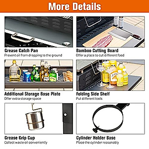 Giantex 36" Flat Top Gas Grill, 4 Burner Propane Cooking Griddle Station with 2 Foldable Side Tables, Bottom Shelf, Built-in Cutting Board, Professional Outdoor Gas Griddle for Restaurant Camping