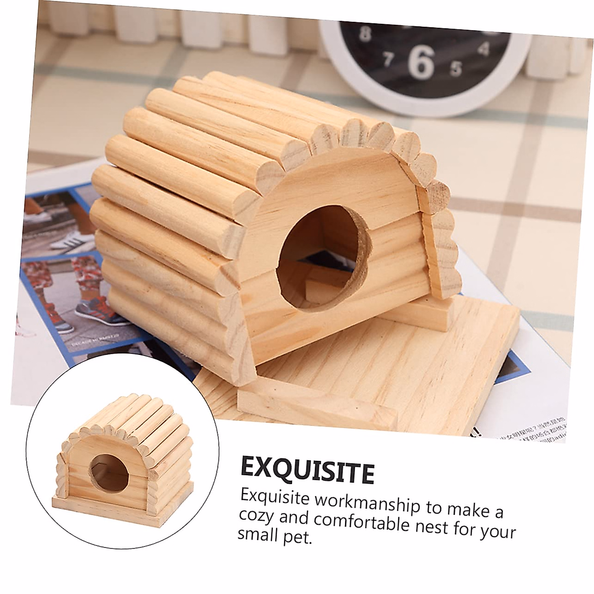 Balacoo 1Pc Hamster Villa Cabin Hamster House Hamster shelter Toy Hamster Guinea Pig Ladder House Rat Hideout Hedgehog Hamster Cabin Wooden Hut Hamster cage Sleeping nest Chinchilla pet
