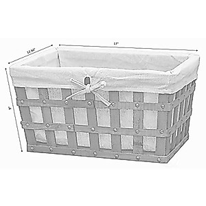 Large Woodchip Storage Basket Bin with Beige Liner