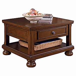 Signature Design by Ashley Porter Traditional Hand-Finished Lift Top Coffee Table, Dark Brown