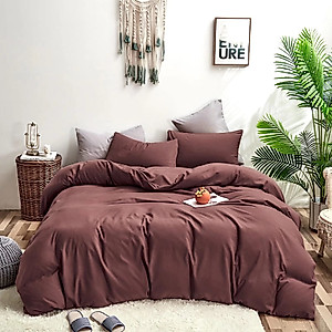 Houseri Brick Red Comforter Set Queen Purplish Red Bedding Queen Women Brick Color Vintage Bedding Comforter Sets Plum Teen Girls Dark Purple Comforter Quilt Soft Solid Color Brown Red Bed Quilt Queen