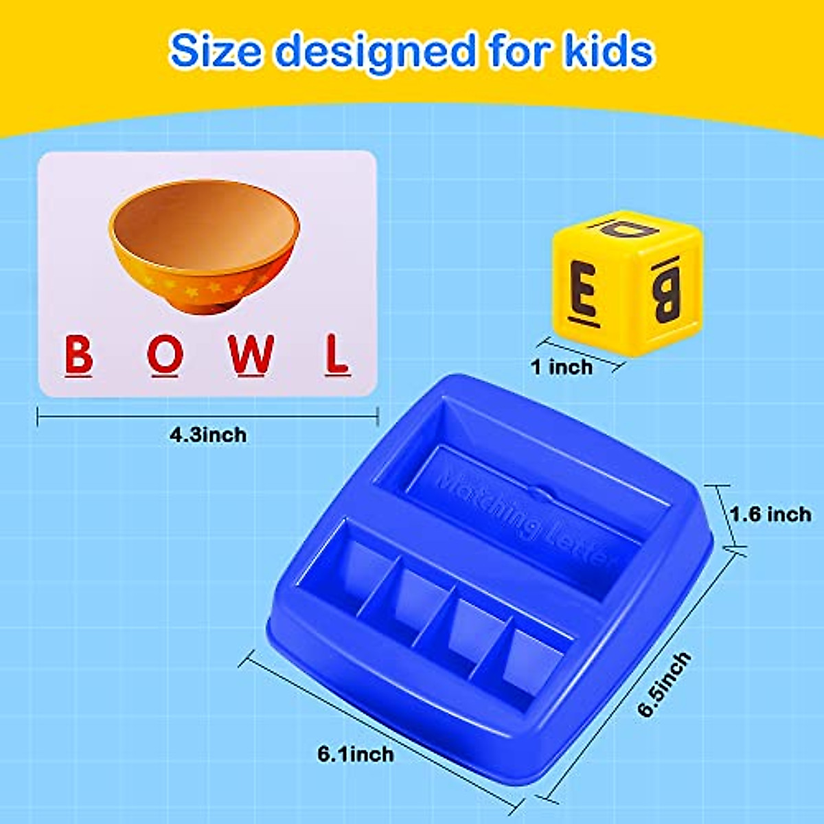 Fenikso Matching Letter Game, Alphabet Spelling & Reading Words, Objects & Color Recognition, Early Learning Educational Toy for Preschool & Kindergarten Kids Over 3-8 Years Old, Best Gifts