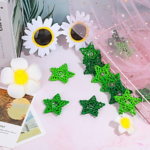 Jetec 15 Pieces 2.4 Inch Natural Rattan Stars Wicker Rattan Stars for Home Garden Wreath DIY Craft Wedding Valentine's Day Festival Party Hanging Decorations (Green, Light Green, Dark Green)