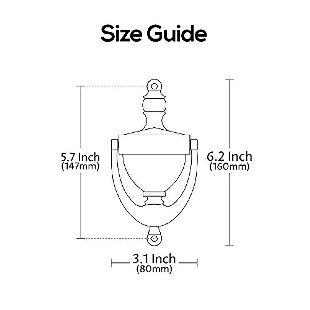 Alzassbg Single Front Door Knocker, Satin Nickel 6.2 Inch Door Hardware Door Knockers for Front Door AL8200SN