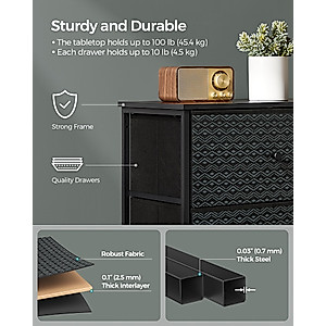 SONGMICS Dresser for Bedroom, Chest of Drawers, Closet Organizer and Storage Cabinet with 7 Fabric Drawers, Metal Frame, Ebony Black and Ink Black ULTS117B01