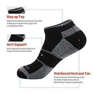 JOYNÉE Mens Low Cut Athletic Cushion Socks Comfort Running Ankle Socks with Moisture Wicking 6 Pack