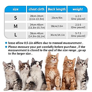 WLLHYF Cat Surgery Recovery Suit, Breathable Kitten Onesie Full Bodysuit Clothes, Post Neuter Surgery Spay Cone Anti Licking, Abdominal Wound Protector for Small Male Female Pets (Large)