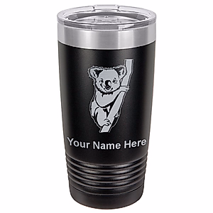 LaserGram 20oz Vacuum Insulated Tumbler Mug, Koala Bear, Personalized Engraving Included (Black)