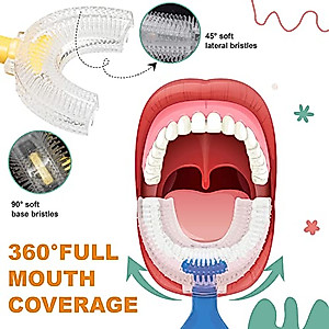 ZOFREY Kids Toothbrushes U Shape 4 Pack - Kids Toothbrushes with Safari Animals and 4 Free E-Books, U Shaped Toothbrush Kids Age 2-6, 360 Toothbrush Toddler, Autism Toothbrush for Kids, BPA Free