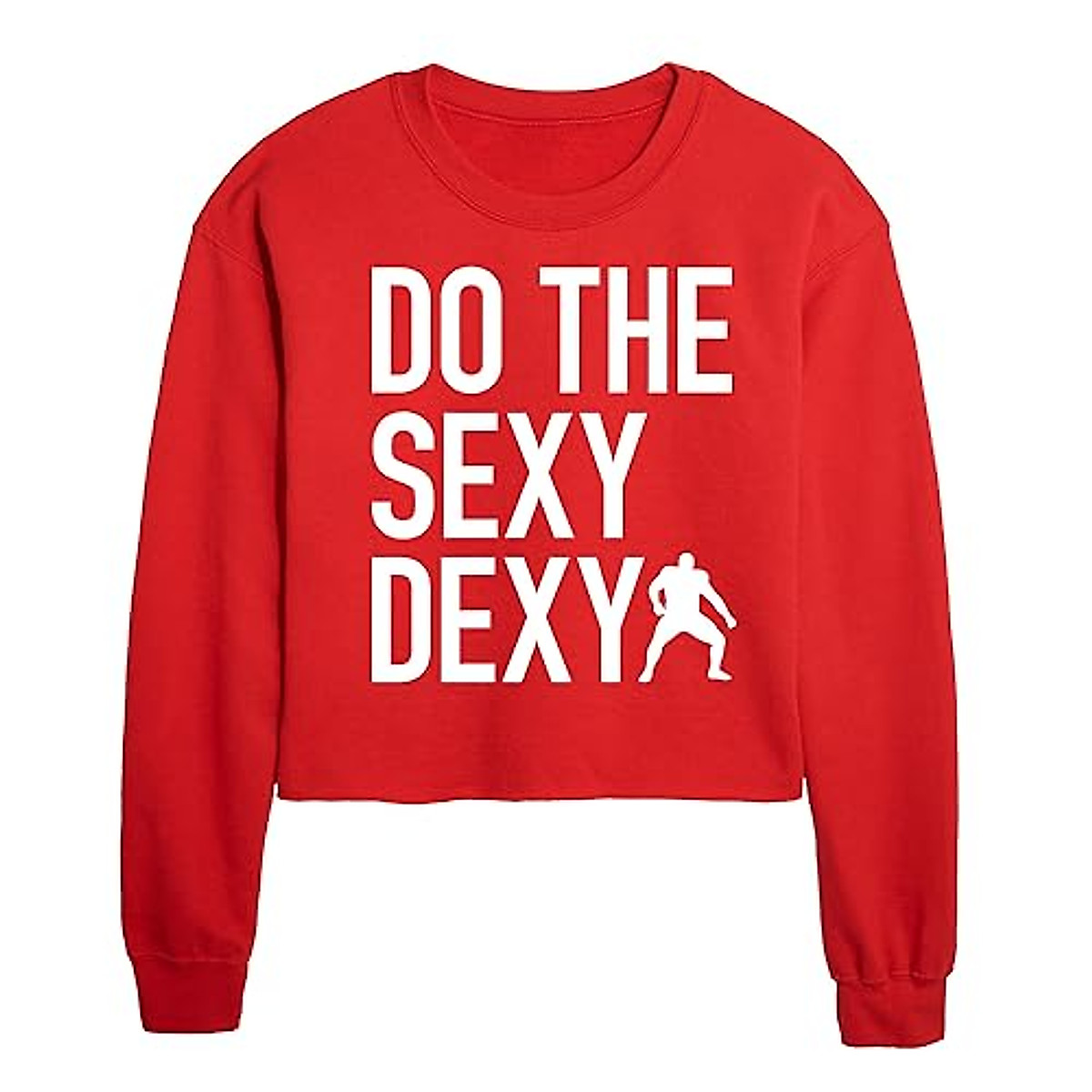 Instant Message - Do The Sexy Dexy - Juniors Cropped Crew Neck Sweatshirt - Size Large Red