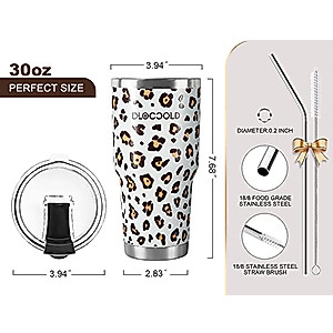 DLOCCOLD 30 oz Tumbler with Lid and Straw, 18/8 Stainless Steel Vacuum Insulated Coffee Tumbler,Insulated Travel Mug Water Cup with Leak-Proof Flip Lid,Metal Straw,Cleaning Brush & Gift Box