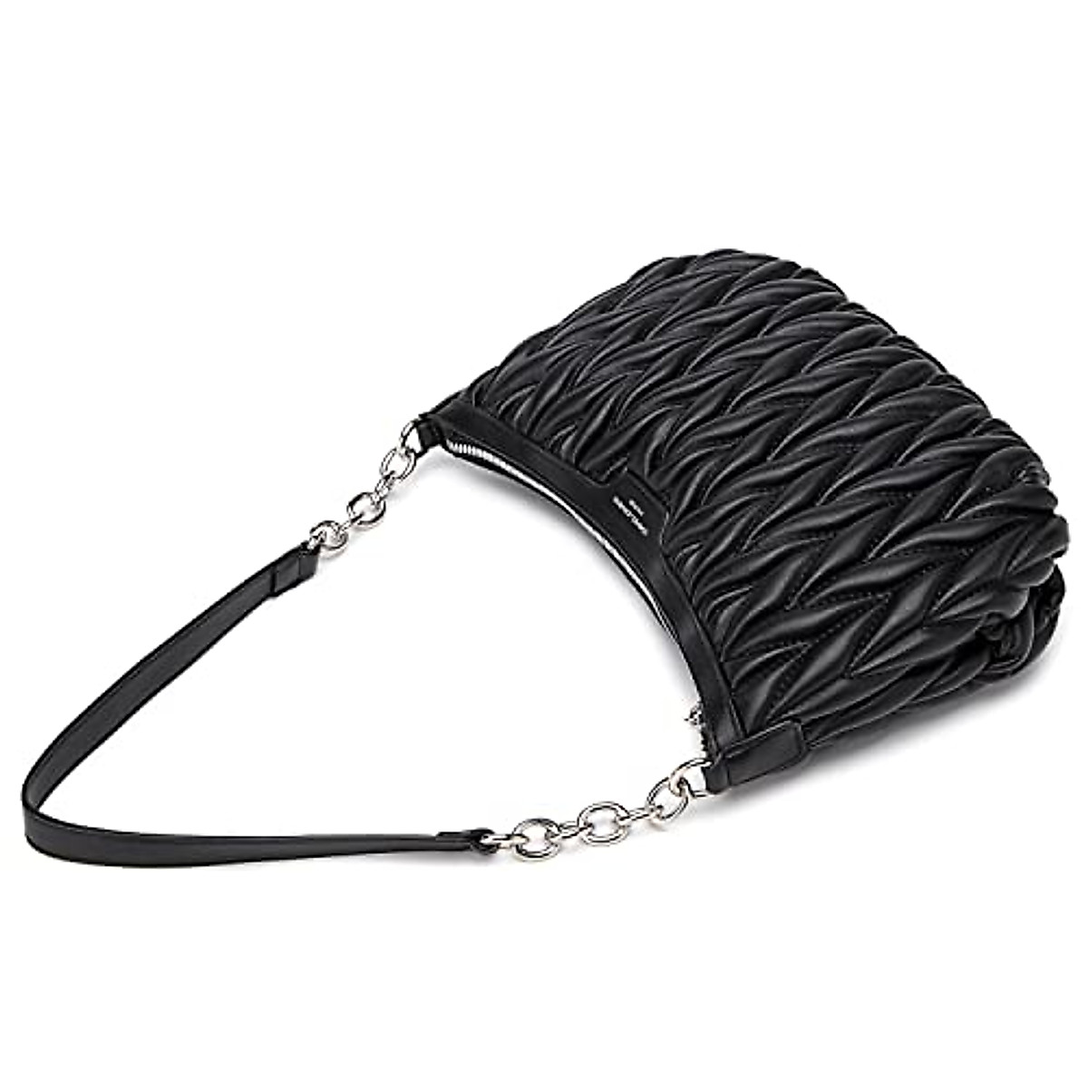 DAVID - JONES INTERNATIONAL. Quilted Black Shoulder Bag,Lightweight Faux Leather Small Crossbody Satchel Bags for Women with Chain Strap Trendy Purse