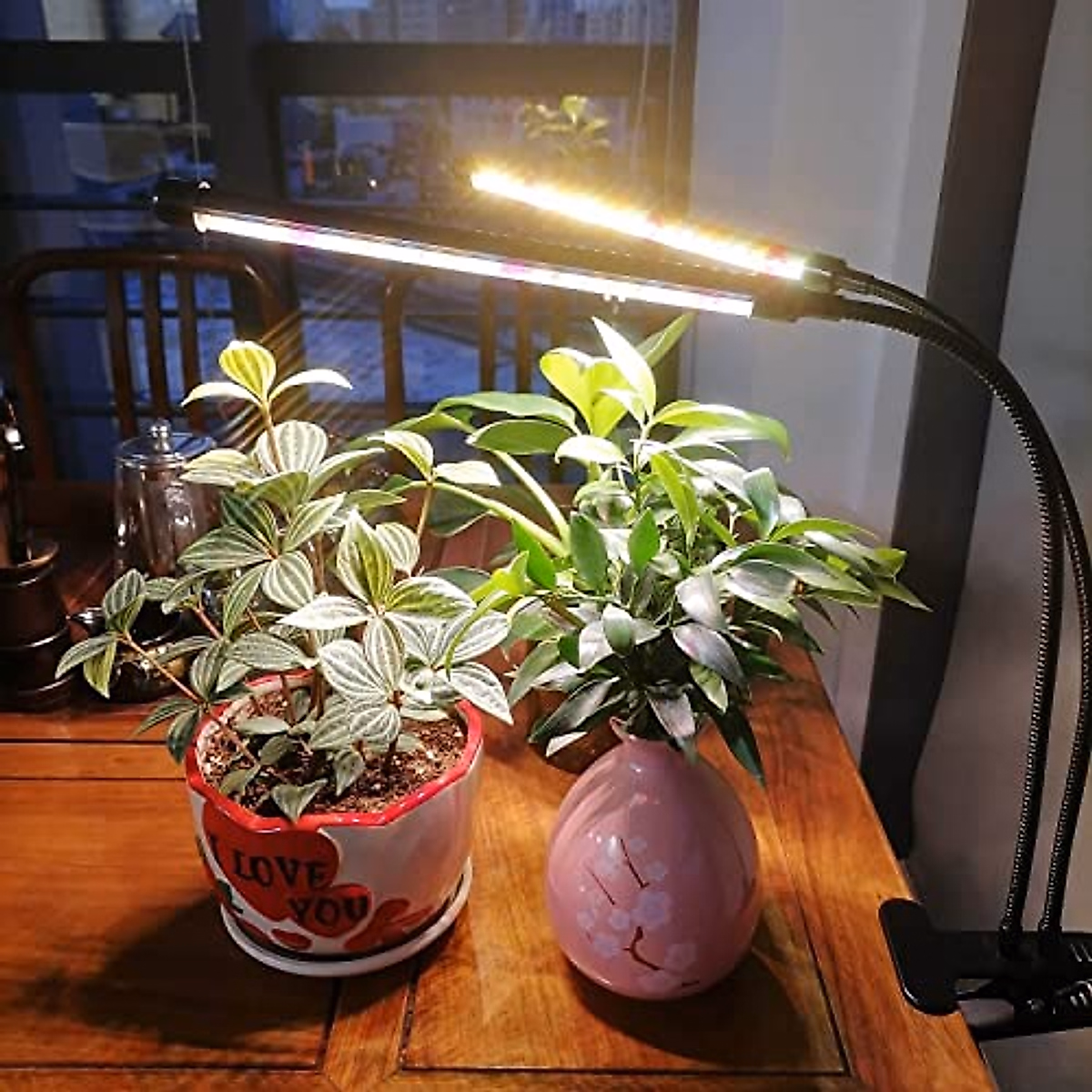 JINHONGTO Plant Light for Indoor Plants, 3000k/5000k/660nm Full Spectrum Clip On Grow Light, 3 Light Modes & 10 Dimming Levels with Timer Function, Plant Growing Lamp