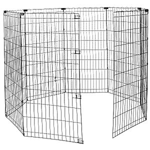 Amazon Basics Foldable Octagonal Metal Exercise Pet Play Pen for Dogs, Fence Pen, No Door, Large, 60 x 60 x 48 Inches, black