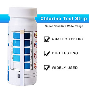 SuperCheck Chlorine Test Strips, 0-750 ppm, 50 Count, Chlorine Test Strips for Food Service, Measure Chlorine Contents in Sanitizing Solutions, Sanitizer Test Strips Food Service, Bleach Test Strips