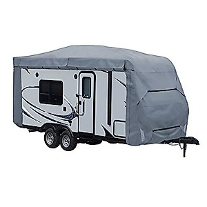 GEARFLAG Travel Trailer Camper RV Cover 4 Layers with Reinforced Windproof Side-Straps Anti-UV Water-Resistance Heavy Duty for Motorhome (Fits 15' - 17')
