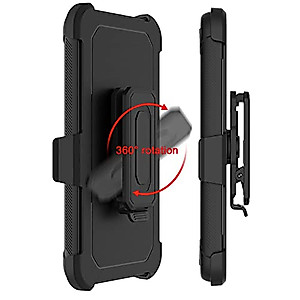 Leptech for Samsung Galaxy A03S Phone Case with Tempered Glass Screen Protector, [Holster Series] Belt Clip Hard Tough Full Heavy Duty Rugged Military Shockproof Armor Cell Phone Cover  (Black)