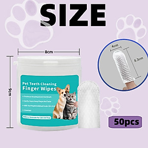 Jerrlin WoWs 3Pack Pet Teeth Cleaning Wipes for Dogs & Cats 150 Counts Reducing Plaque & Tartar, Breath Freshener Dental and Gum Care Finger Pet Wipes