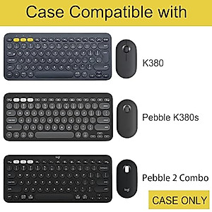 co2CREA Hard Case Compatible with Logitech Pebble 2 Combo K380 K380s Pebble Keys 2 + M350 Wireless Keyboard and Pebble Mouse Combo (Black)