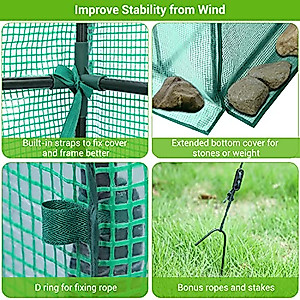 Greenhouse for Outdoors with Screen Windows, Ohuhu Upgraded 4 Tiers 11 Shelves Walk-in Greenhouses with Durable PE Cover, Outside Garden Plastic Green House with Ground Pegs & Ropes for Stability
