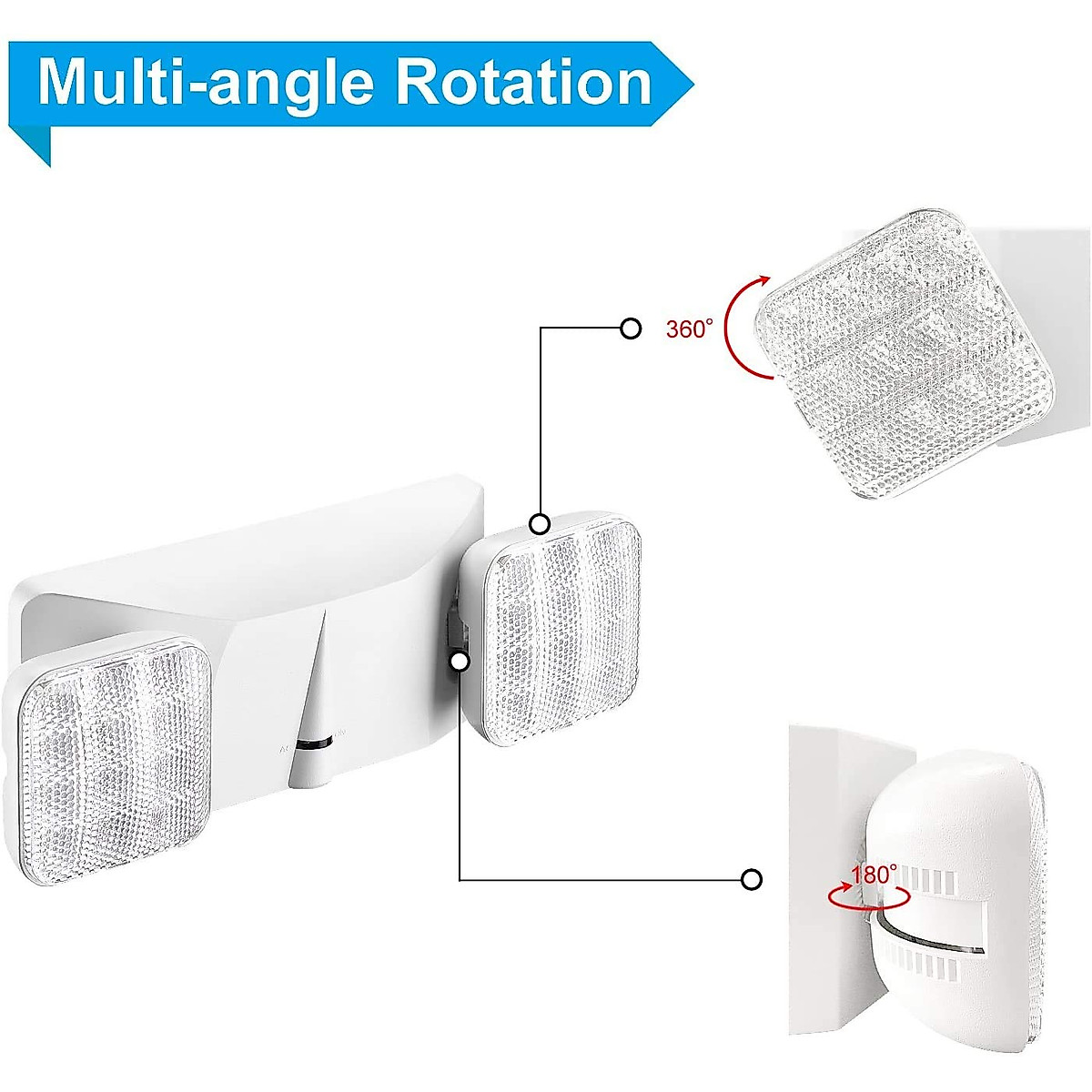 EXITLUX LED 4 PACK White Commercial Lighted Exit Signs-US Standard UL Listed-Exit Signs with Emergency Lights Sure Lites-Two Head Emergency Light-Lithonia Exit Lights-Emergency Flood Lights Indoor