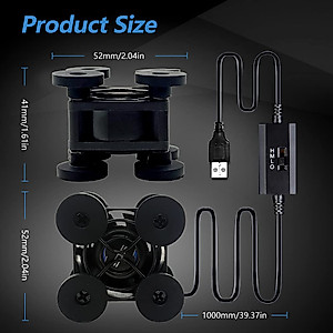 SCCCF Mini, Compact 40mm x 20mm USB Fan, for VR Gear, Aquarium, Roku, Router, Raspberry Pi, Cosplay, Helmet Cooling Ventilation