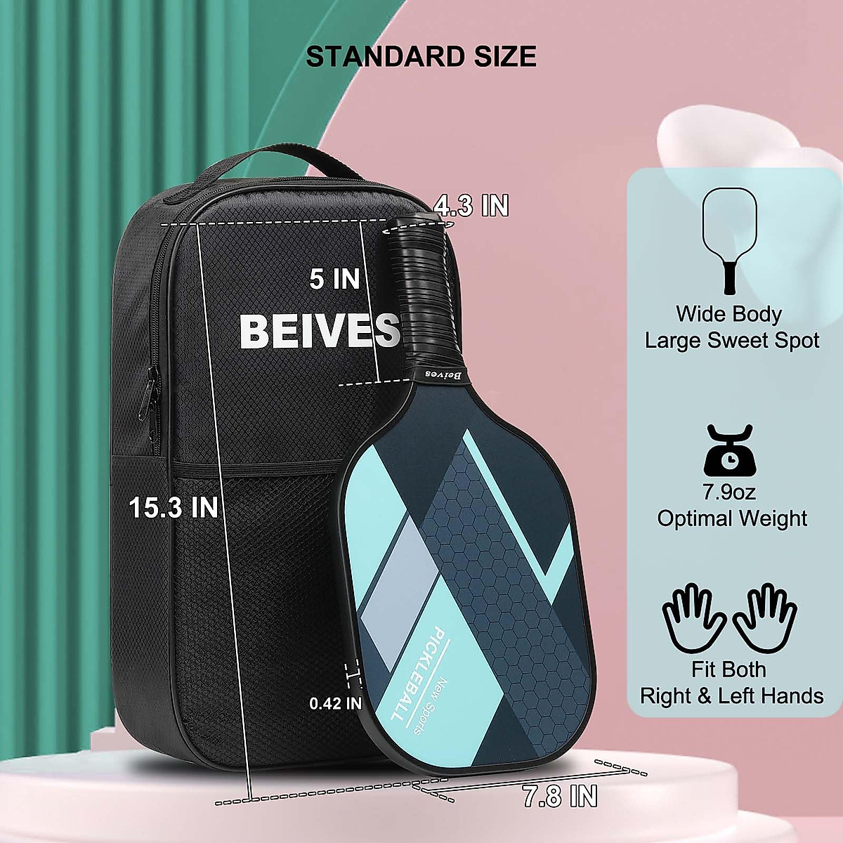 Pickleball Paddles, USAPA Standard Fiberglass Surface Pickleball Paddles Set of 2 or 4 Rackets, Pickleball Set with 4 Pickleball Balls &1 Pickleball Bag, Pickle Ball Paddle Set for Men, Women