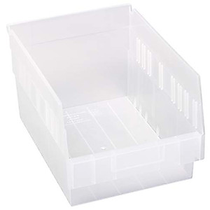 QUANTUM STORAGE SYSTEMS K-QSB207CL-8 8-Pack Store-More 6" Plastic Shelf Bins, 11-5/8" x 8-3/8" x 6", Clear