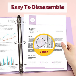 SUNEE 3 Ring Binder 2 Inch 4 pack, 2" Clear View Binder Three Ring PVC-Free (Fit 8.5x11 Inches) for School Binder or Office Binder Supplies, Assorted Pastel Binder