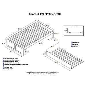AFI Concord Twin Size Platform Bed with Footboard & Twin Trundle in Espresso