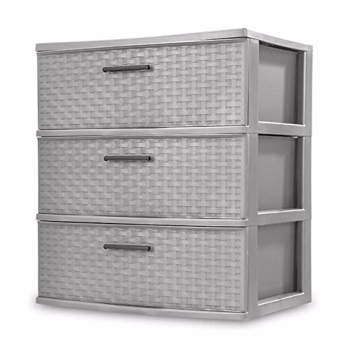 Sterilite 3 Drawers Wide Weave Tower Plastic Storage Organization- White (White) (Wide Drawer) (White)