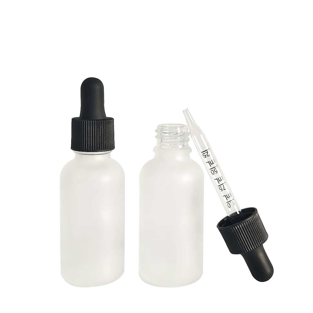 BEGIKET 12 PCS 1 oz Frosted Glass Dropper Bottle,30ml Clear Frosted Essential Oil Bottle with Glass Eye Droppe,for Tincture Bottle, Hair Oil and Other Liquids, Perfume Travel Container