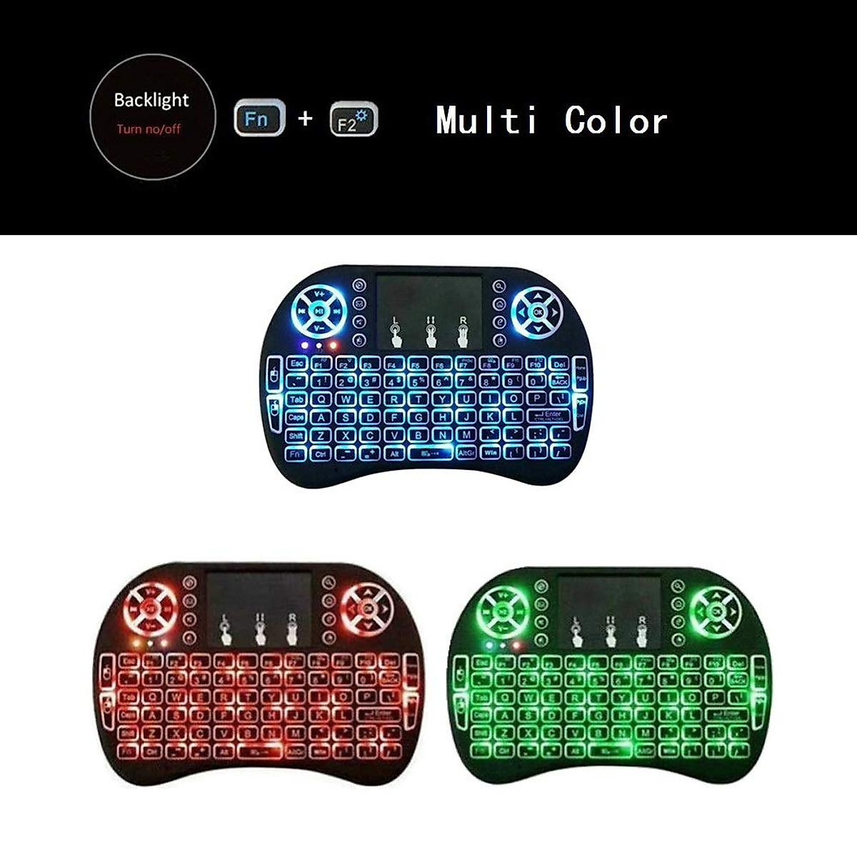 BIFANS 2.4G Mini Wireless Keyboard with Touchpad Mouse, Upgraded Multi Backlit, Portable Wireless Keyboard with USB Receiver Remote Control for Android Smart TV Box Pad Windows Mac