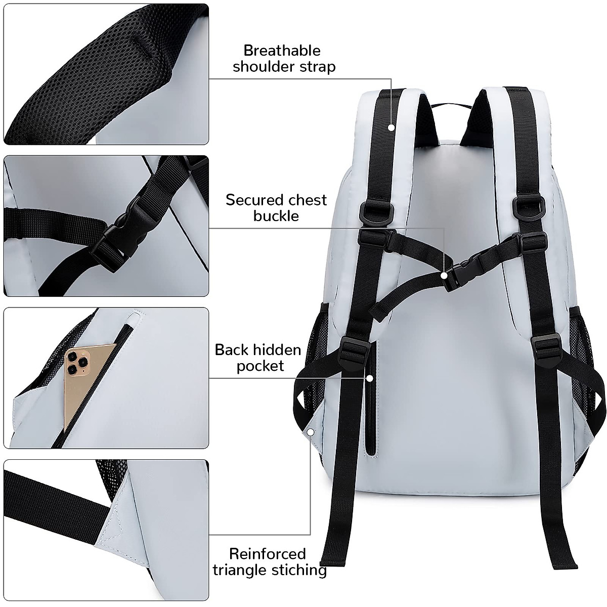 Lohol Fashion Backpack for Travel School College Work, Big Bookbag with 15 Inch Laptop Compartment for Teen Girls & Boys (Grey)