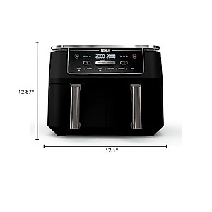 Ninja Air Fryer, Roast, Bake, Air Fry, Crisps, Broil, Reheats, Keep Warm, 10-in-1, Fries, Frozen Food, Veggies, and Meat, Quick Meals, Healthy Meals, Less Oil, 10 QT, Black, DZ302​