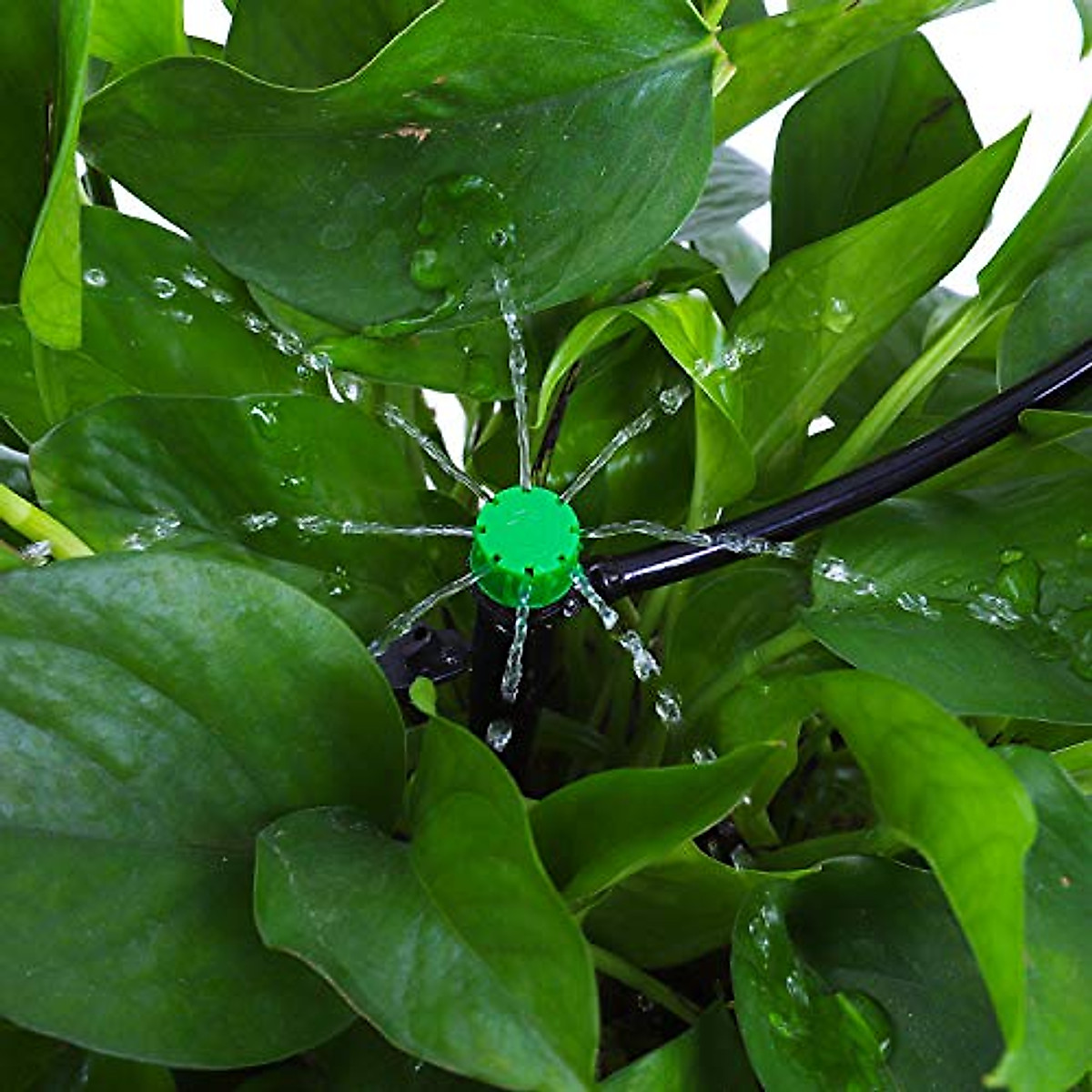 URATOT 60 Pieces 360 Degree Adjustable Irrigation Drippers with Barbed Connector for 4/7 MM Tube, Water Flow Drip Stakes Emitter Drip System