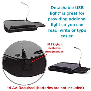 BIRDROCK HOME Multi-Tasking Lap Desk with Memory Foam Cushion | USB Light and Mouse Pad | Fits Laptops Up to 15" | Tablets Up to 9.6" | Smartphones Up to 4" | Black Spackle Top | Home Office