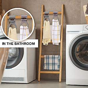 Hoolerry 8 Pcs Hanging Kitchen Towels Ring Crochet Hanging Dish Towel Holder with Loop Button for House Oven Stove Door, 8 Colors(Vivid Colors,Round)