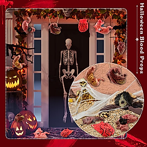 Cagemoga 10 Pieces Halloween Blood Body Parts Realistic Scary Fake Lung Liver Stomach Heart Brain Organs Props for Halloween Prank Props Haunted House Vampire Zombie Party Decorations