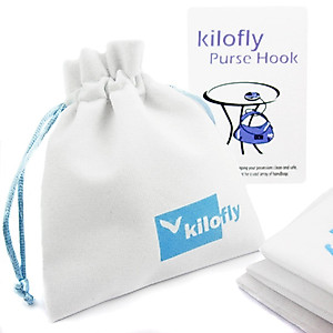 kilofly Purse Hook [Set of 4] - Foldable - Gorgeous Peacock Pouch
