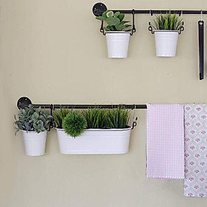 EGASON 34.3 inch Industrial Pipe Pot Bar Rack with 15 S Hooks Rustic Iron Pots and Pans Hanging Rail Pipe Towel Holder Wall Mounted Detachable Kitchen Utensil Pot Pan Lid Organizer Black