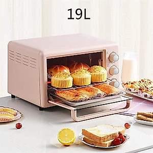 Tabletop Electric Oven 19L Pink Mini Oven Adjustable Temperature 0-240℃ and 60 Minutes Timer 3 Heating Modes Home Baking Cake Barbecue Electric Oven