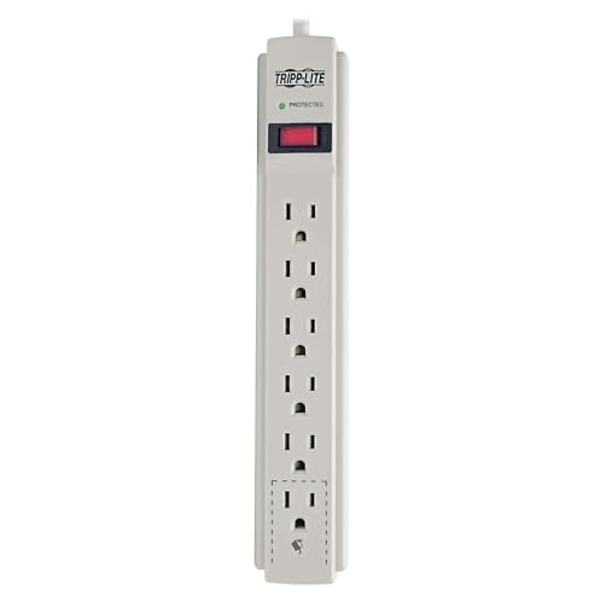 Tripp Lite Surge Protector Power Strip 120V 6 Outlet 8' Cord 990 Joule Flat Plug Gray