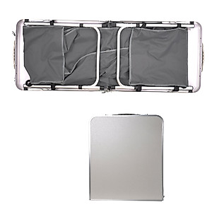 LUCKYERMORE Folding Camping Table with Storage Organizer, Aluminum Lightweight Height Adjustable Camp Kitchen Table for Outdoor Travel, Beach, Backyard, BBQ, Party and Picnic.